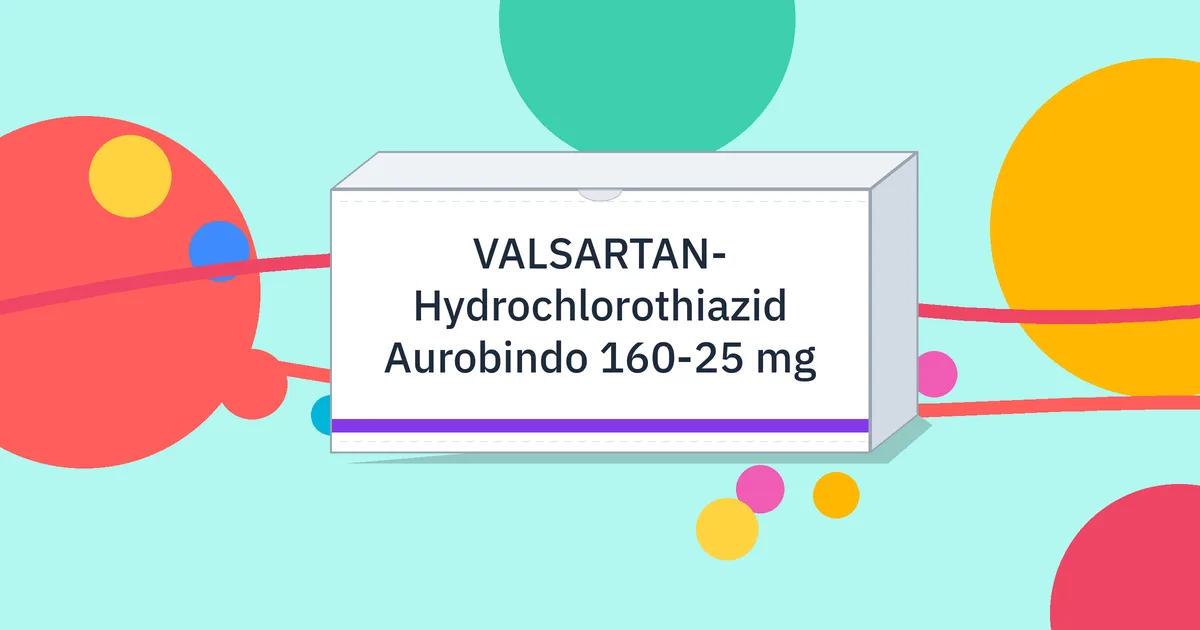 Symbolbild: Packung mit der Aufschrift VALSARTAN-Hydrochlorothiazid Aurobindo 160-25 mg (PZN 18428980) – Verfügbarkeit und Bezug in Apotheken in Frankfurt am Main