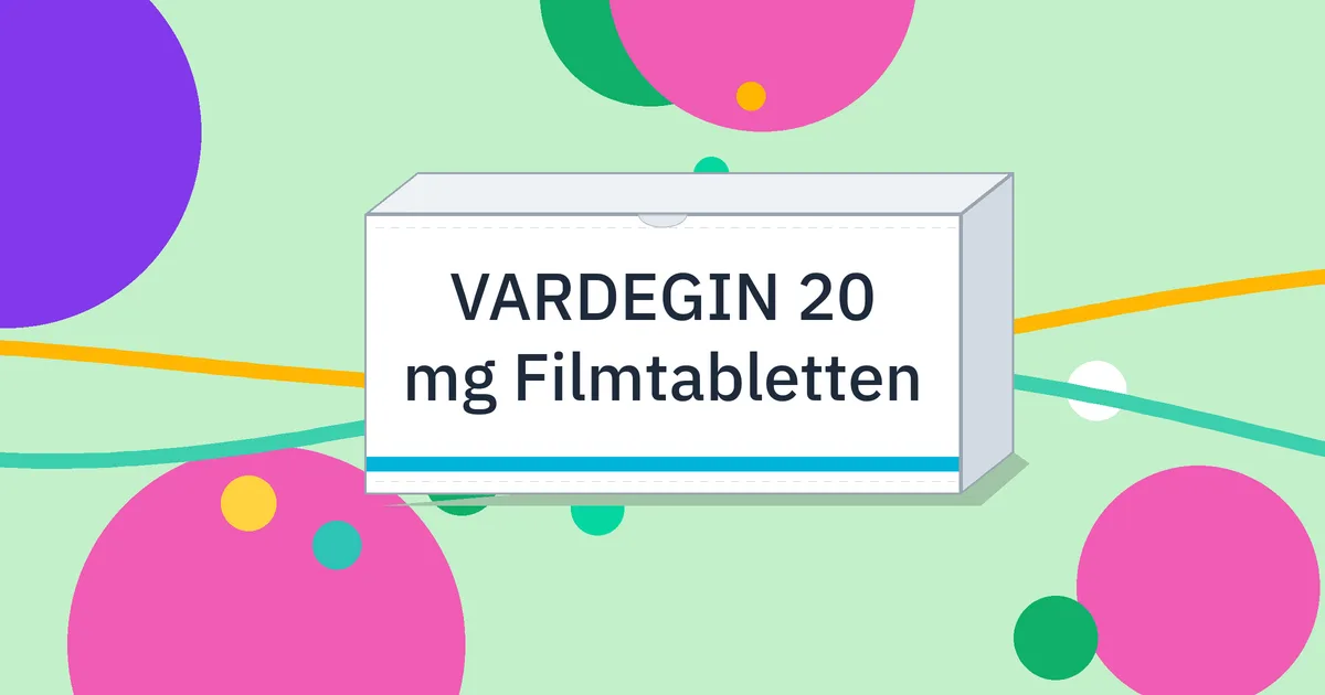 Symbolbild: Packung mit der Aufschrift VARDEGIN 20 mg Filmtabletten (PZN 14360699) – Verfügbarkeit und Bezug in Apotheken in Frankfurt am Main