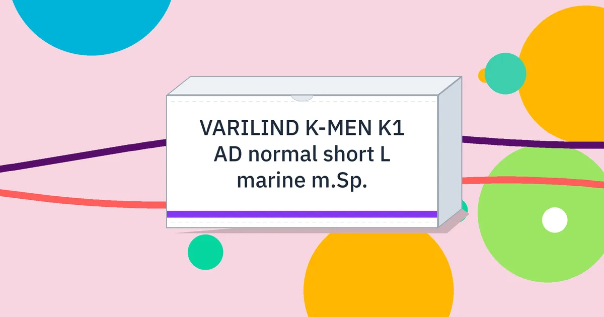 Symbolbild: Packung mit der Aufschrift VARILIND K-MEN K1 AD normal short L marine m.Sp. (PZN 20568932) – Verfügbarkeit und Bezug in Apotheken in Frankfurt am Main