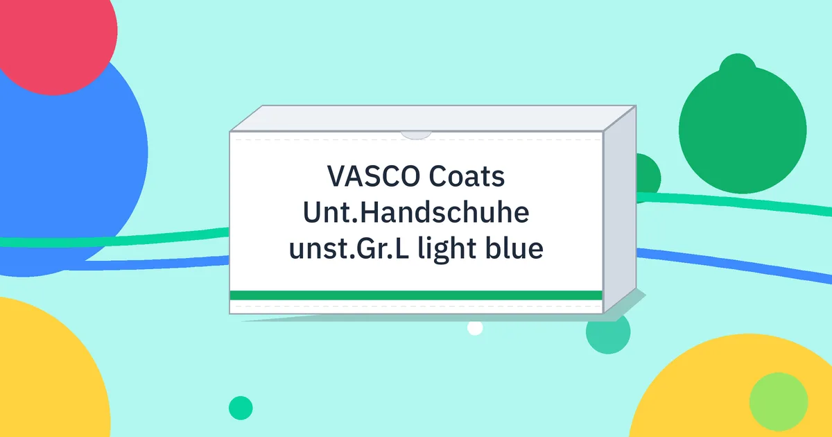 Symbolbild: Packung mit der Aufschrift VASCO Coats Unt.Handschuhe unst.Gr.L light blue (PZN 19767276) – Verfügbarkeit und Bezug in Apotheken in Frankfurt am Main