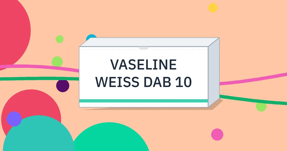 Symbolbild: Packung mit der Aufschrift VASELINE WEISS DAB 10 (PZN 02726847) – Verfügbarkeit und Bezug in Apotheken in Frankfurt am Main