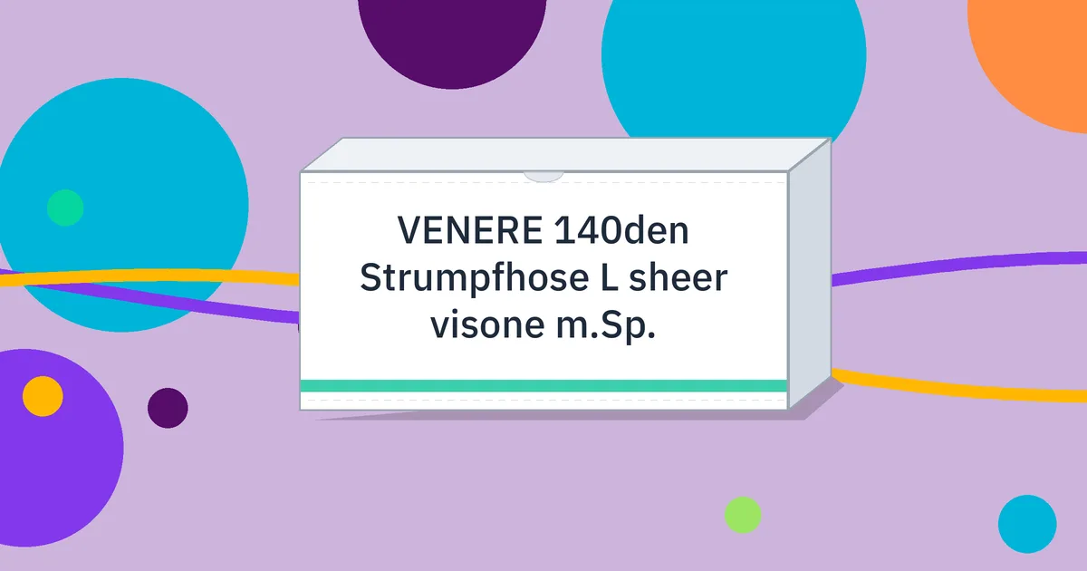 Symbolbild: Packung mit der Aufschrift VENERE 140den Strumpfhose L sheer visone m.Sp. (PZN 16171519) – Verfügbarkeit und Bezug in Apotheken in Frankfurt am Main