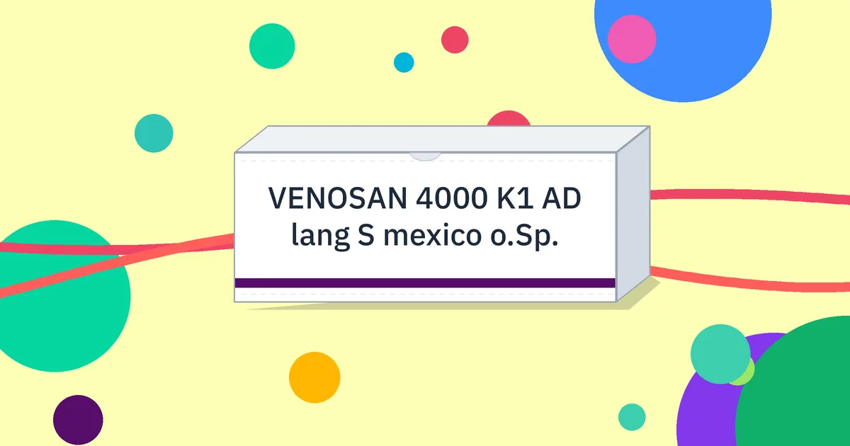Symbolbild: Packung mit der Aufschrift VENOSAN 4000 K1 AD lang S mexico o.Sp. (PZN 14422905) – Verfügbarkeit und Bezug in Apotheken in Frankfurt am Main
