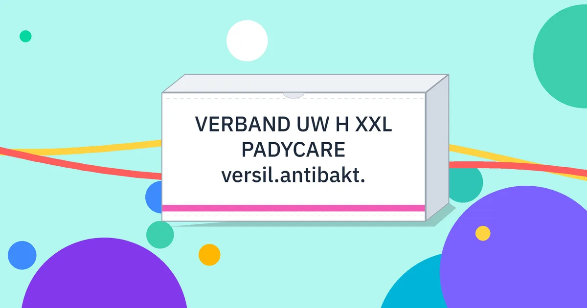 Symbolbild: Packung mit der Aufschrift VERBAND UW H XXL PADYCARE versil.antibakt. (PZN 10939379) – Verfügbarkeit und Bezug in Apotheken in Frankfurt am Main