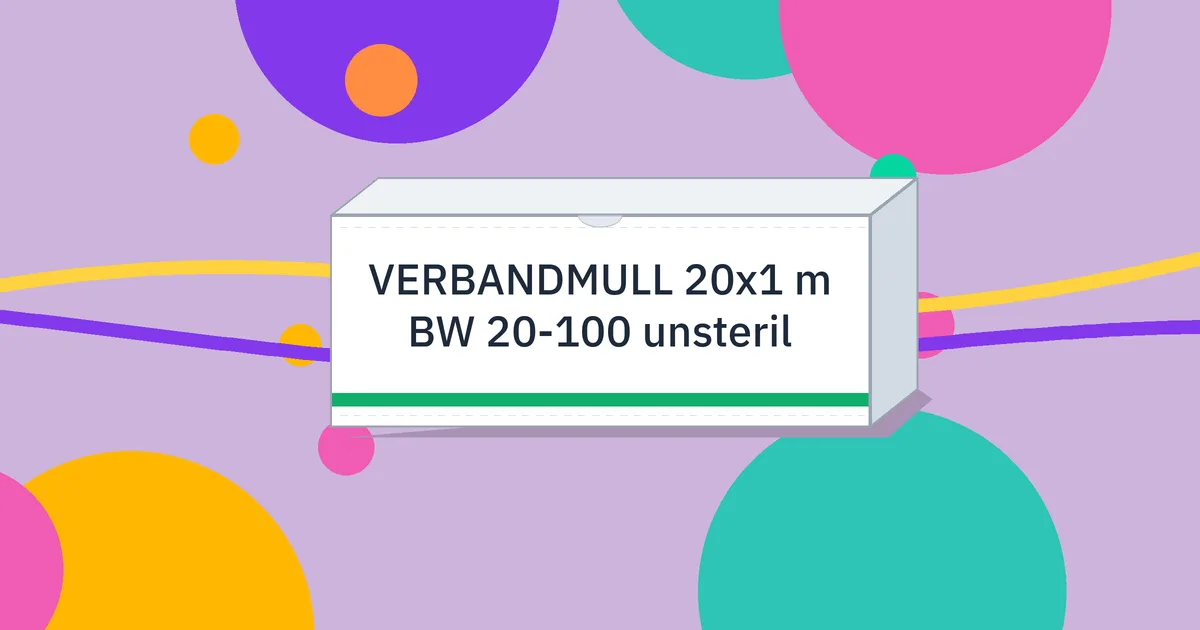 Symbolbild: Packung mit der Aufschrift VERBANDMULL 20x1 m BW 20-100 unsteril (PZN 04046737) – Verfügbarkeit und Bezug in Apotheken in Frankfurt am Main