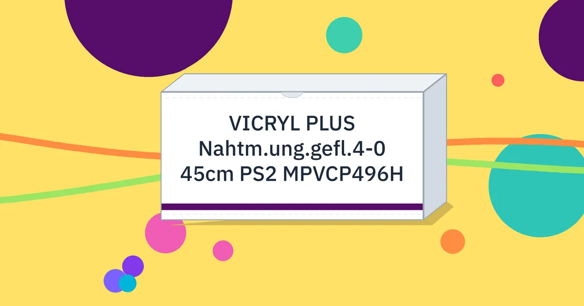 Symbolbild: Packung mit der Aufschrift VICRYL PLUS Nahtm.ung.gefl.4-0 45cm PS2 MPVCP496H (PZN 16391439) – Verfügbarkeit und Bezug in Apotheken in Frankfurt am Main