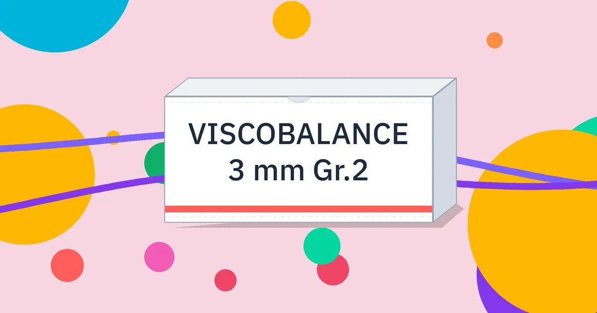 Symbolbild: Packung mit der Aufschrift VISCOBALANCE 3 mm Gr.2 (PZN 03942458) – Verfügbarkeit und Bezug in Apotheken in Frankfurt am Main