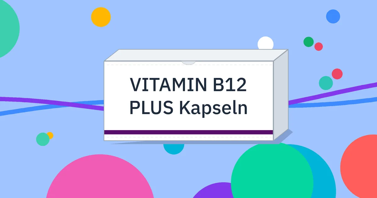 Symbolbild: Packung mit der Aufschrift VITAMIN B12 PLUS Kapseln (PZN 03626438) – Verfügbarkeit und Bezug in Apotheken in Frankfurt am Main