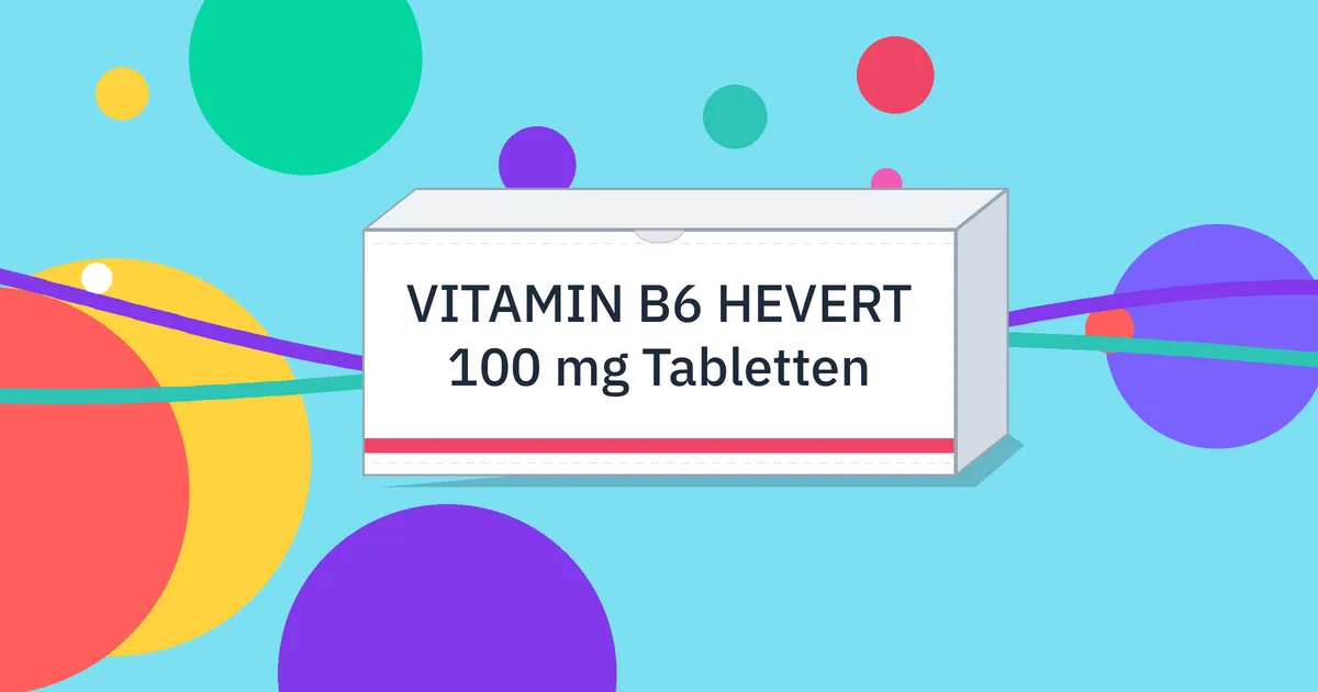 Symbolbild: Packung mit der Aufschrift VITAMIN B6 HEVERT 100 mg Tabletten (PZN 19802713) – Verfügbarkeit und Bezug in Apotheken in Frankfurt am Main