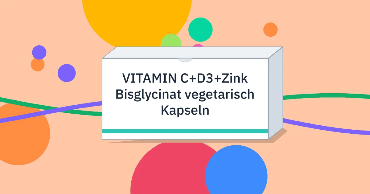 Symbolbild: Packung mit der Aufschrift VITAMIN C+D3+Zink Bisglycinat vegetarisch Kapseln (PZN 20411308) – Verfügbarkeit und Bezug in Apotheken in Frankfurt am Main