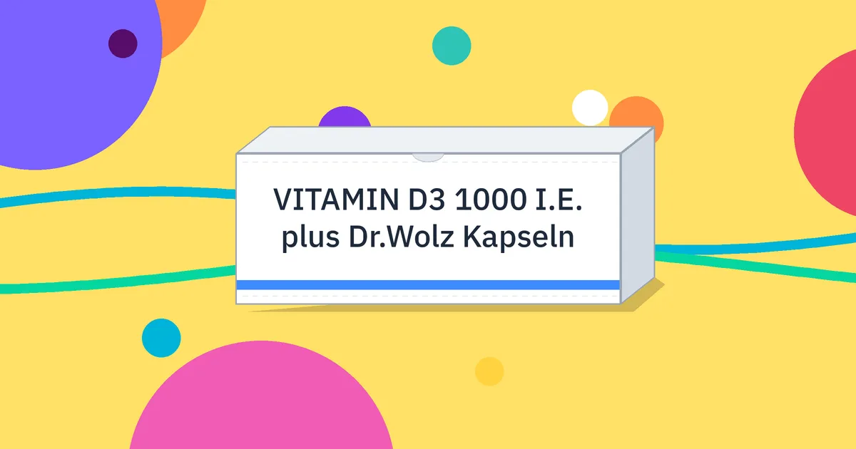 Symbolbild: Packung mit der Aufschrift VITAMIN D3 1000 I.E. plus Dr.Wolz Kapseln (PZN 06562124) – Verfügbarkeit und Bezug in Apotheken in Frankfurt am Main