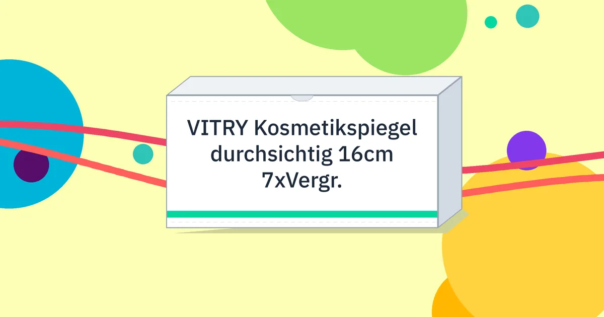 Symbolbild: Packung mit der Aufschrift VITRY Kosmetikspiegel durchsichtig 16cm 7xVergr. (PZN 11509043) – Verfügbarkeit und Bezug in Apotheken in Frankfurt am Main