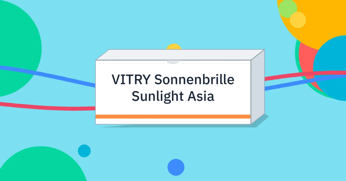 Symbolbild: Packung mit der Aufschrift VITRY Sonnenbrille Sunlight Asia (PZN 18452731) – Verfügbarkeit und Bezug in Apotheken in Frankfurt am Main