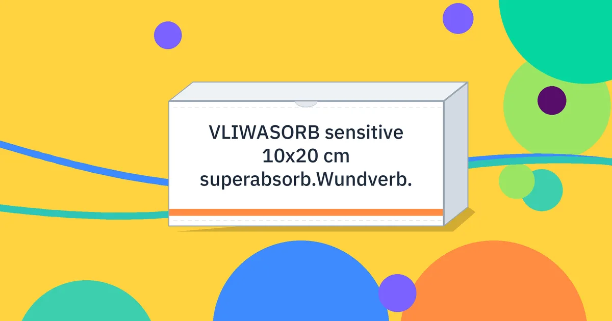 Symbolbild: Packung mit der Aufschrift VLIWASORB sensitive 10x20 cm superabsorb.Wundverb. (PZN 19881262) – Verfügbarkeit und Bezug in Apotheken in Frankfurt am Main