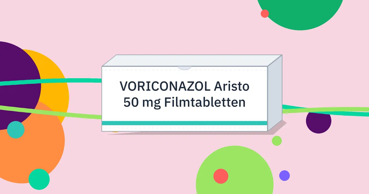Symbolbild: Packung mit der Aufschrift VORICONAZOL Aristo 50 mg Filmtabletten (PZN 11807355) – Verfügbarkeit und Bezug in Apotheken in Frankfurt am Main