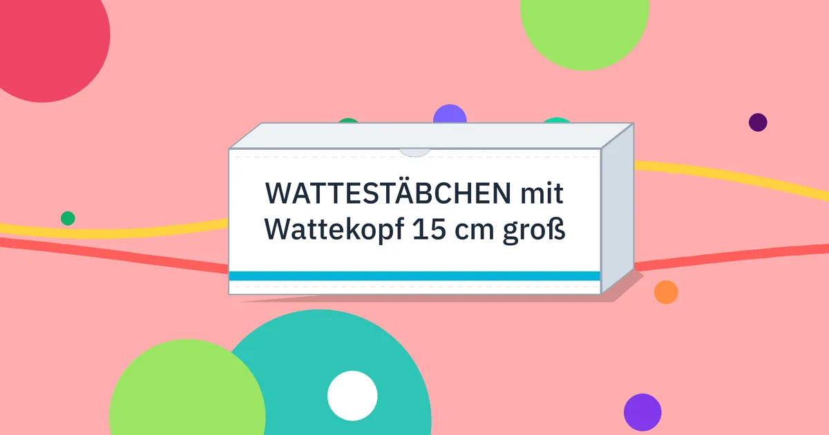Symbolbild: Packung mit der Aufschrift WATTESTÄBCHEN mit Wattekopf 15 cm groß (PZN 02737532) – Verfügbarkeit und Bezug in Apotheken in Frankfurt am Main