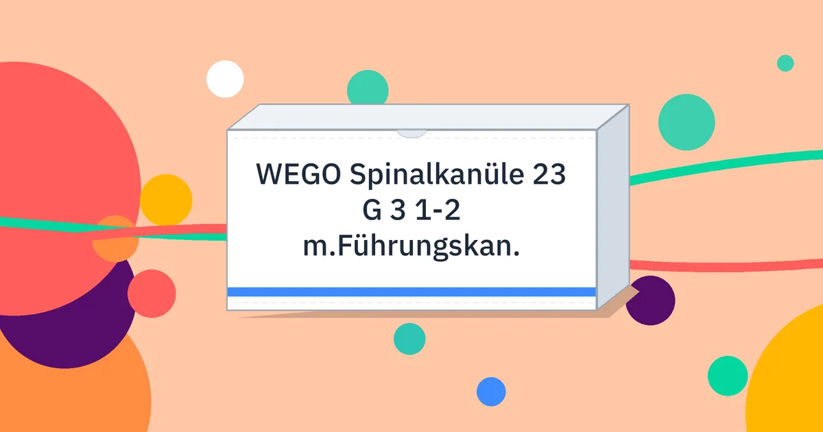Symbolbild: Packung mit der Aufschrift WEGO Spinalkanüle 23 G 3 1-2 m.Führungskan. (PZN 18859869) – Verfügbarkeit und Bezug in Apotheken in Frankfurt am Main