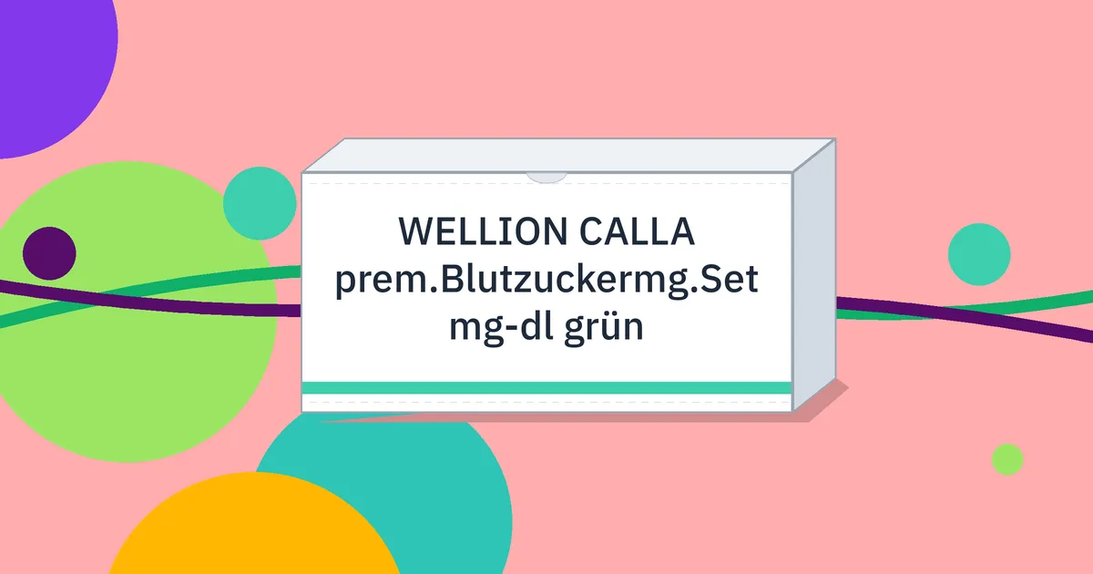 Symbolbild: Packung mit der Aufschrift WELLION CALLA prem.Blutzuckermg.Set mg-dl grün (PZN 06119825) – Verfügbarkeit und Bezug in Apotheken in Frankfurt am Main