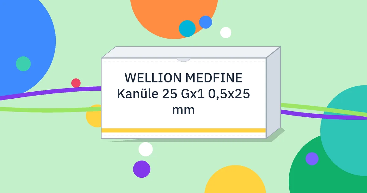 Symbolbild: Packung mit der Aufschrift WELLION MEDFINE Kanüle 25 Gx1 0,5x25 mm (PZN 17261466) – Verfügbarkeit und Bezug in Apotheken in Frankfurt am Main
