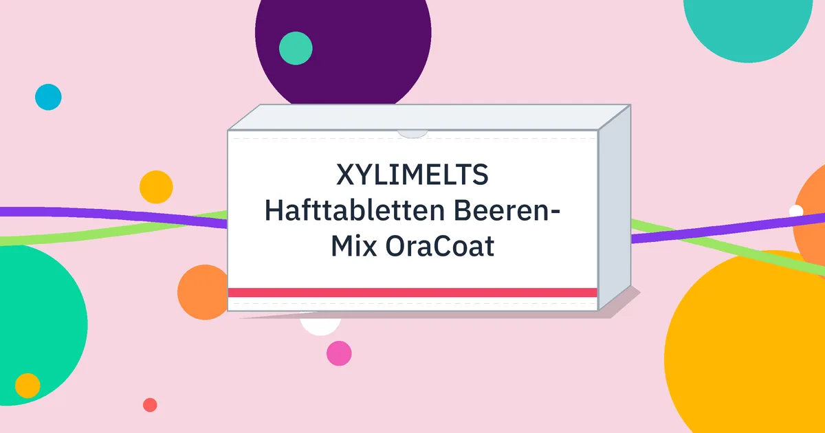 Symbolbild: Packung mit der Aufschrift XYLIMELTS Hafttabletten Beeren-Mix OraCoat (PZN 19708380) – Verfügbarkeit und Bezug in Apotheken in Frankfurt am Main