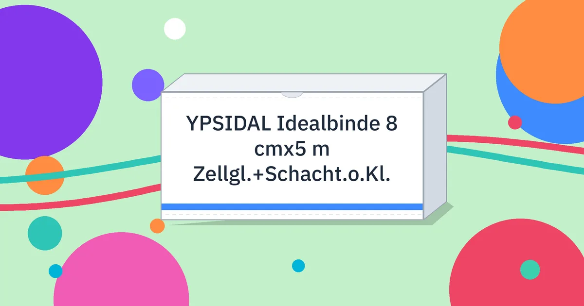 Symbolbild: Packung mit der Aufschrift YPSIDAL Idealbinde 8 cmx5 m Zellgl.+Schacht.o.Kl. (PZN 12603790) – Verfügbarkeit und Bezug in Apotheken in Frankfurt am Main