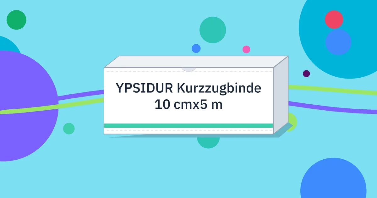 Symbolbild: Packung mit der Aufschrift YPSIDUR Kurzzugbinde 10 cmx5 m (PZN 12603904) – Verfügbarkeit und Bezug in Apotheken in Frankfurt am Main