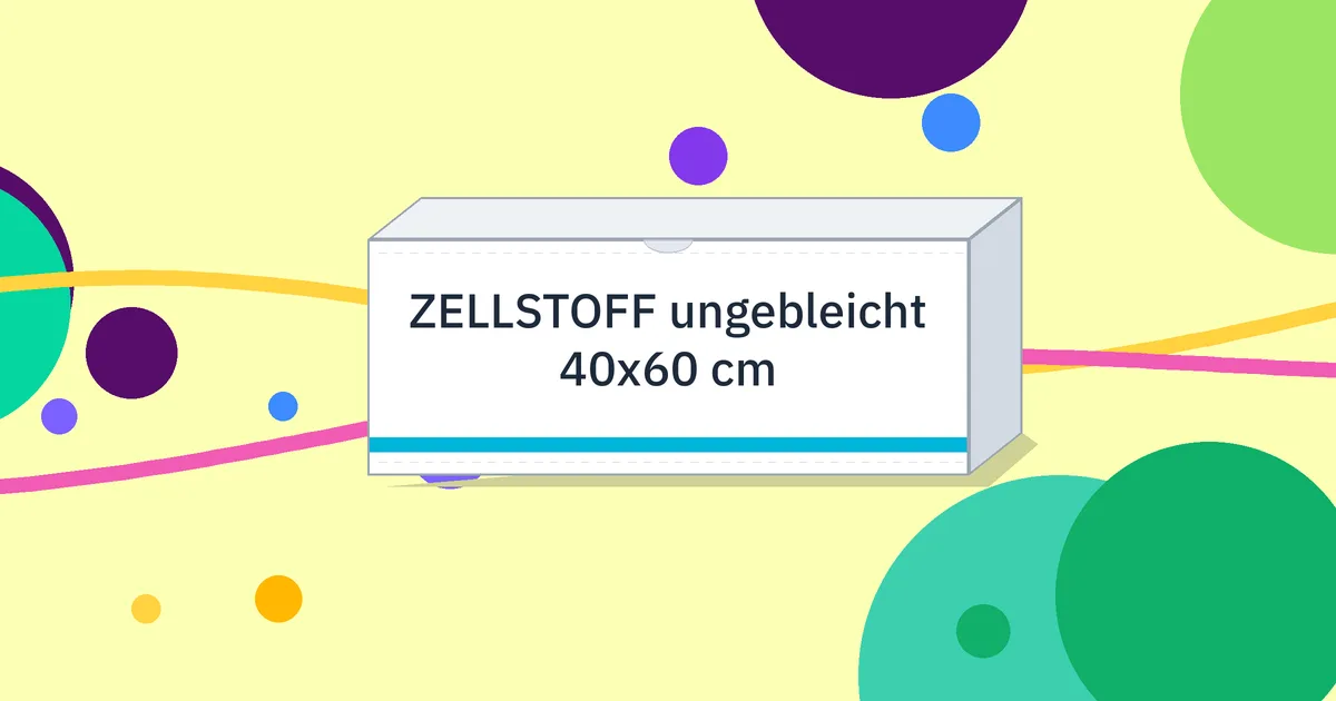 Symbolbild: Packung mit der Aufschrift ZELLSTOFF ungebleicht 40x60 cm (PZN 07211562) – Verfügbarkeit und Bezug in Apotheken in Frankfurt am Main