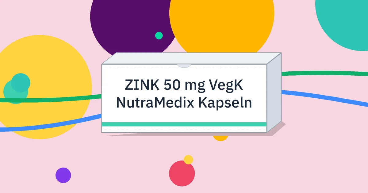 Symbolbild: Packung mit der Aufschrift ZINK 50 mg VegK NutraMedix Kapseln (PZN 17186368) – Verfügbarkeit und Bezug in Apotheken in Frankfurt am Main