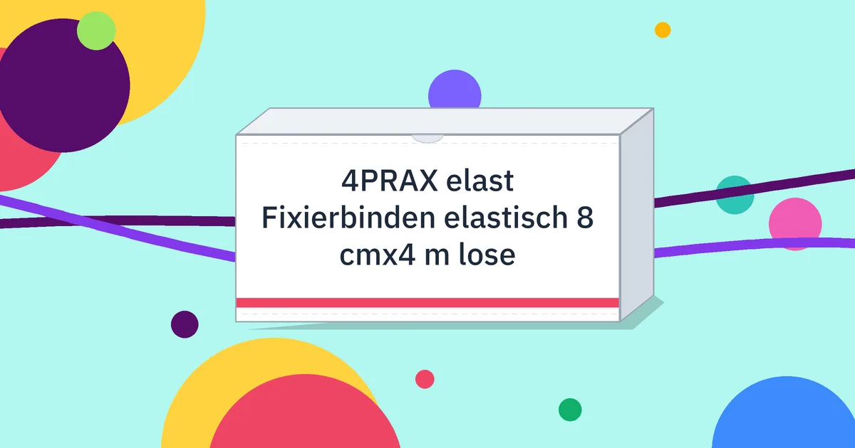 Symbolbild: Packung mit der Aufschrift 4PRAX elast Fixierbinden elastisch 8 cmx4 m lose (PZN 20230096) – Verfügbarkeit und Bezug in Apotheken in Frankfurt am Main