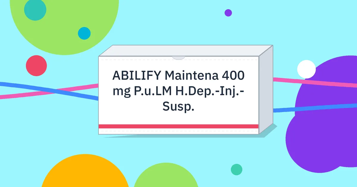 Symbolbild: Packung mit der Aufschrift ABILIFY Maintena 400 mg P.u.LM H.Dep.-Inj.-Susp. (PZN 11565194) – Verfügbarkeit und Bezug in Apotheken in Frankfurt am Main