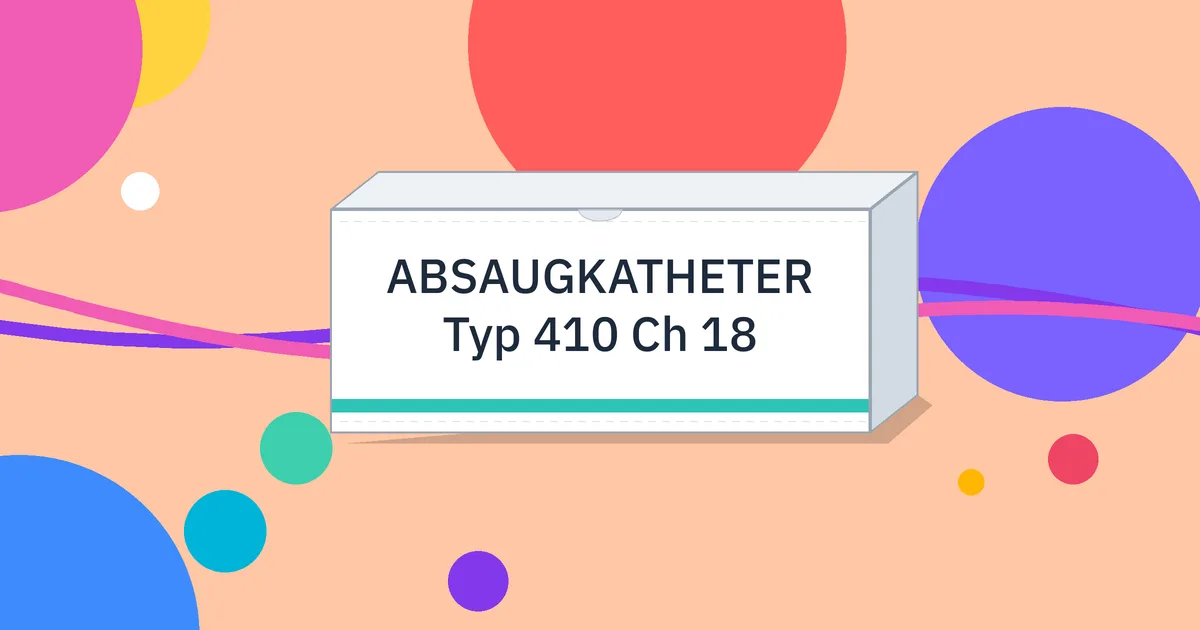 Symbolbild: Packung mit der Aufschrift ABSAUGKATHETER Typ 410 Ch 18 (PZN 07489725) – Verfügbarkeit und Bezug in Apotheken in Frankfurt am Main