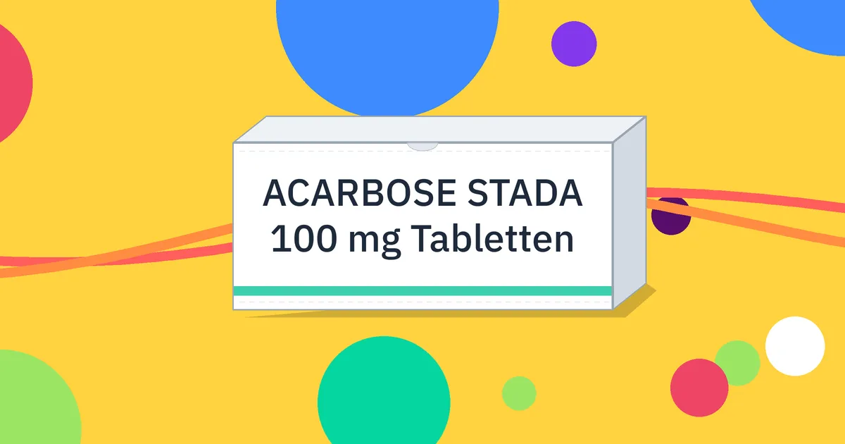 Symbolbild: Packung mit der Aufschrift ACARBOSE STADA 100 mg Tabletten (PZN 05528556) – Verfügbarkeit und Bezug in Apotheken in Frankfurt am Main