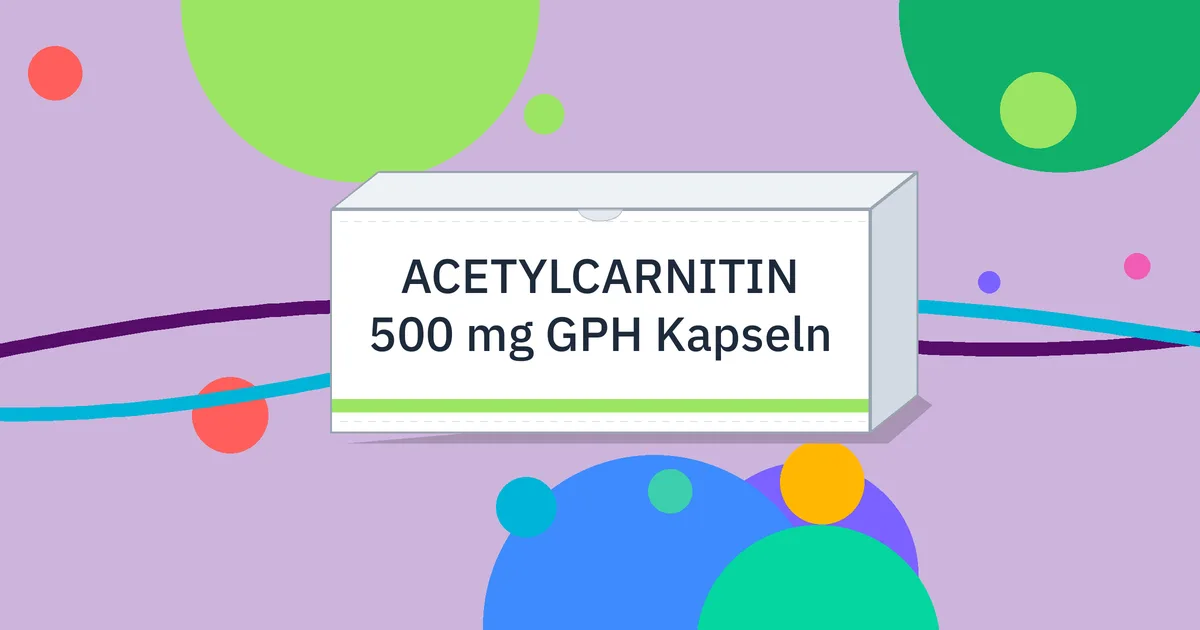 Symbolbild: Packung mit der Aufschrift ACETYLCARNITIN 500 mg GPH Kapseln (PZN 09681160) – Verfügbarkeit und Bezug in Apotheken in Frankfurt am Main