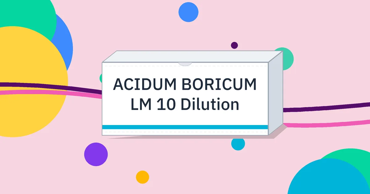 Symbolbild: Packung mit der Aufschrift ACIDUM BORICUM LM 10 Dilution (PZN 13269695) – Verfügbarkeit und Bezug in Apotheken in Frankfurt am Main