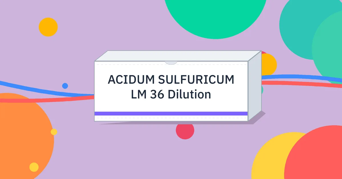 Symbolbild: Packung mit der Aufschrift ACIDUM SULFURICUM LM 36 Dilution (PZN 12754230) – Verfügbarkeit und Bezug in Apotheken in Frankfurt am Main