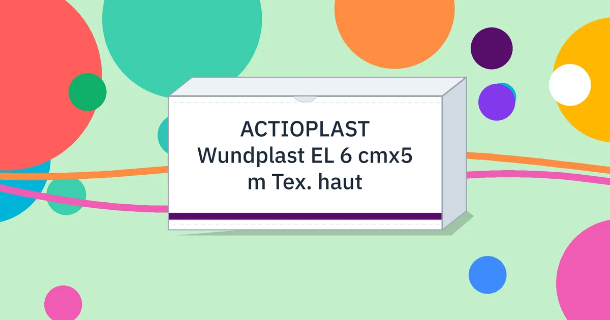 Symbolbild: Packung mit der Aufschrift ACTIOPLAST Wundplast EL 6 cmx5 m Tex. haut (PZN 05392631) – Verfügbarkeit und Bezug in Apotheken in Frankfurt am Main