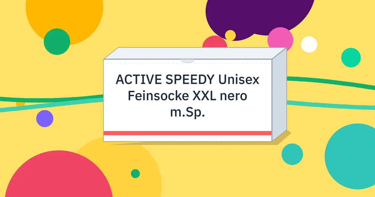 Symbolbild: Packung mit der Aufschrift ACTIVE SPEEDY Unisex Feinsocke XXL nero m.Sp. (PZN 16194934) – Verfügbarkeit und Bezug in Apotheken in Frankfurt am Main