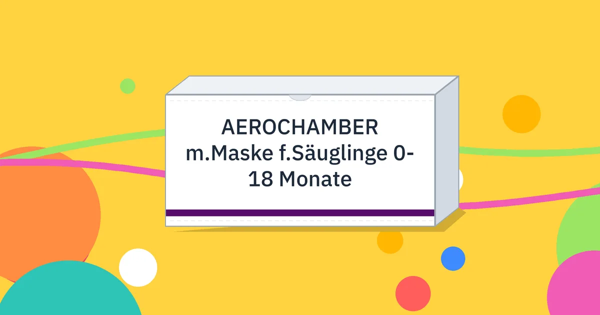 Symbolbild: Packung mit der Aufschrift AEROCHAMBER m.Maske f.Säuglinge 0-18 Monate (PZN 09374044) – Verfügbarkeit und Bezug in Apotheken in Frankfurt am Main