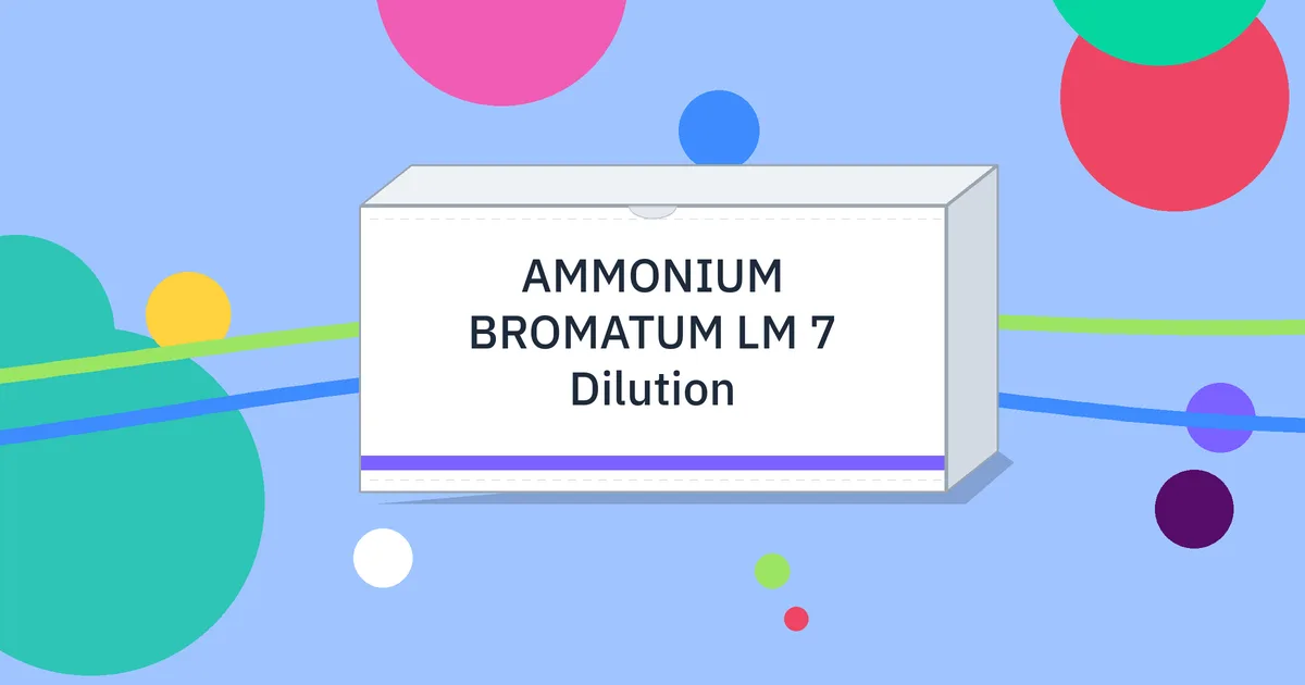 Symbolbild: Packung mit der Aufschrift AMMONIUM BROMATUM LM 7 Dilution (PZN 13320338) – Verfügbarkeit und Bezug in Apotheken in Frankfurt am Main