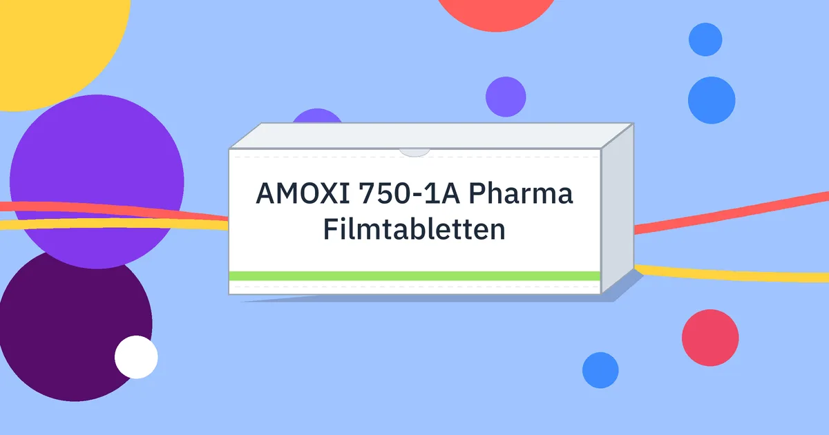 Symbolbild: Packung mit der Aufschrift AMOXI 750-1A Pharma Filmtabletten (PZN 00658797) – Verfügbarkeit und Bezug in Apotheken in Frankfurt am Main