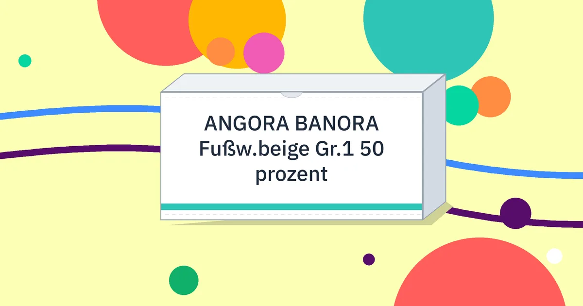 Symbolbild: Packung mit der Aufschrift ANGORA BANORA Fußw.beige Gr.1 50 prozent (PZN 07270429) – Verfügbarkeit und Bezug in Apotheken in Frankfurt am Main