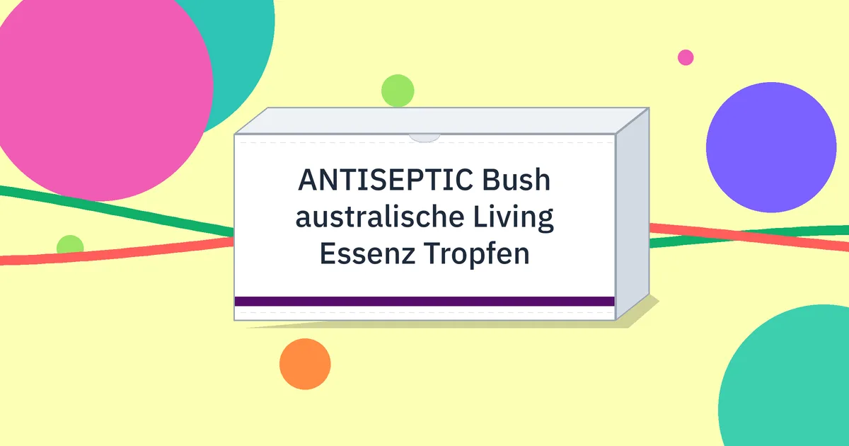 Symbolbild: Packung mit der Aufschrift ANTISEPTIC Bush australische Living Essenz Tropfen (PZN 05008101) – Verfügbarkeit und Bezug in Apotheken in Frankfurt am Main