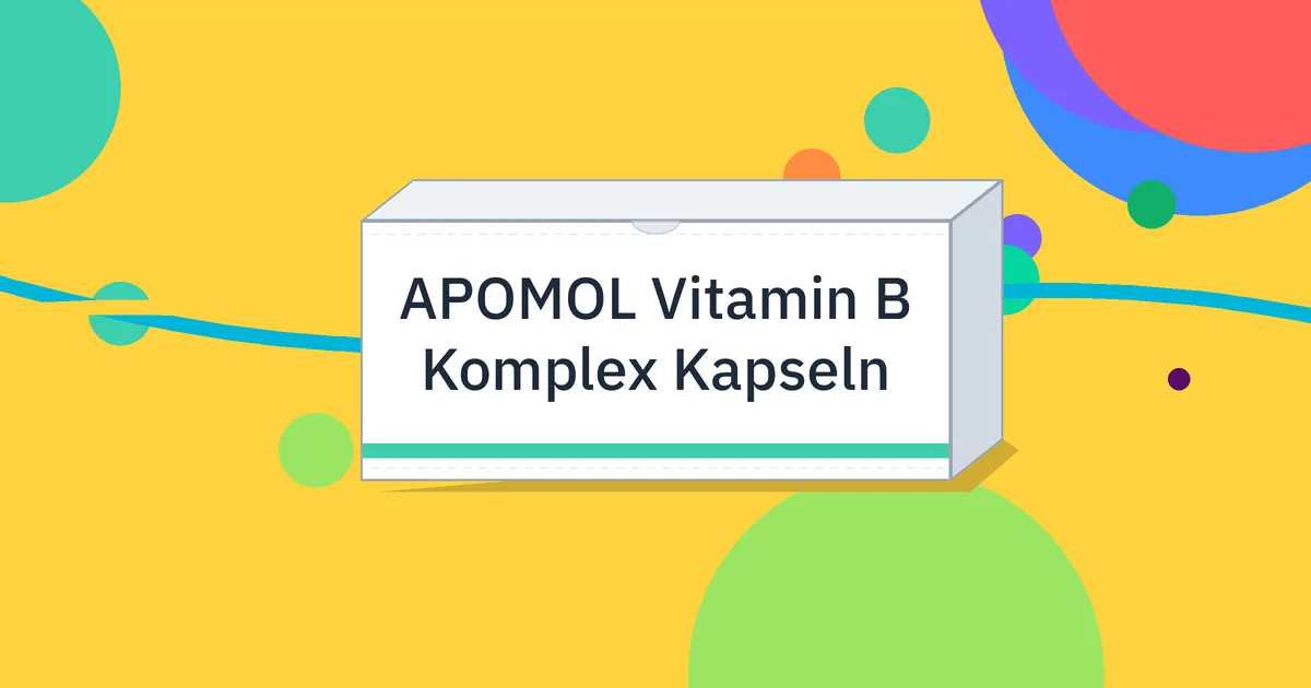 Symbolbild: Packung mit der Aufschrift APOMOL Vitamin B Komplex Kapseln (PZN 19422755) – Verfügbarkeit und Bezug in Apotheken in Frankfurt am Main