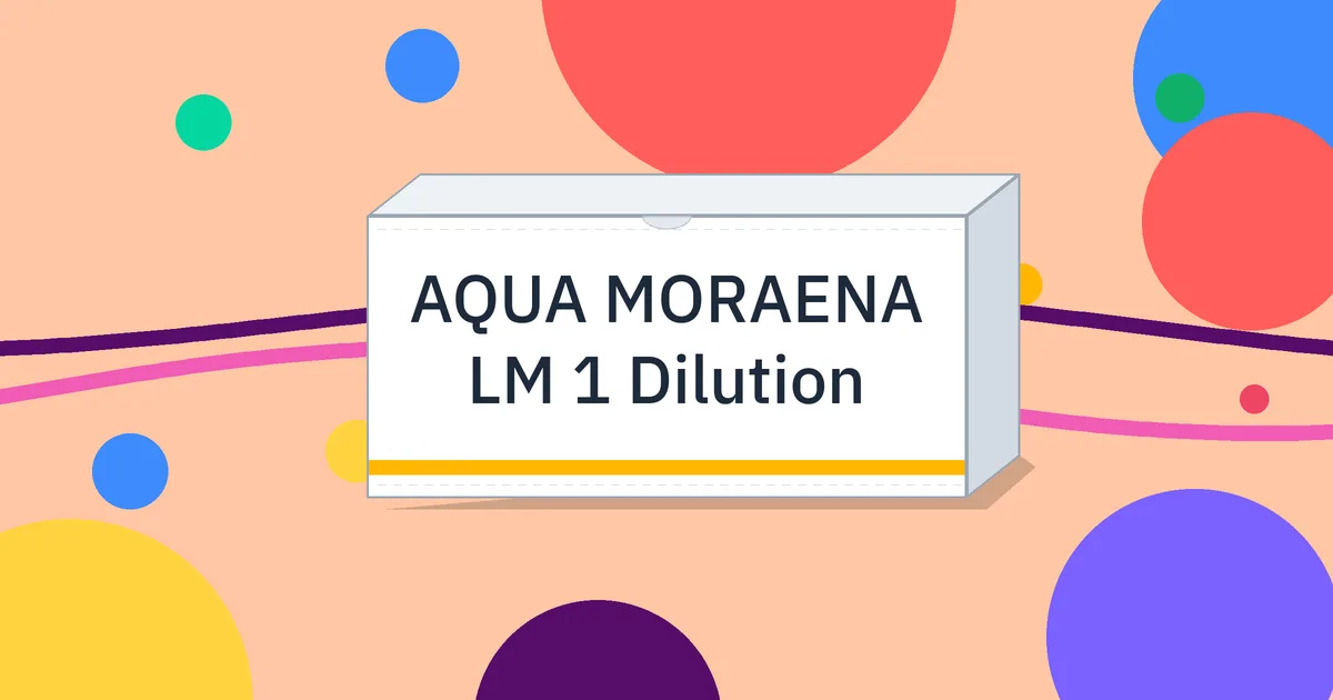Symbolbild: Packung mit der Aufschrift AQUA MORAENA LM 1 Dilution (PZN 13755220) – Verfügbarkeit und Bezug in Apotheken in Frankfurt am Main