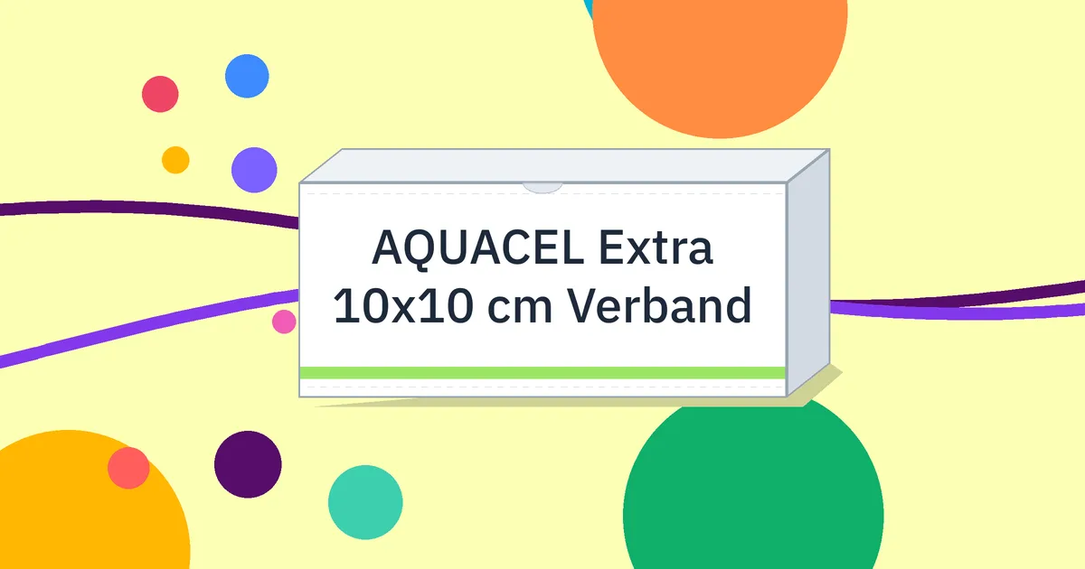 Symbolbild: Packung mit der Aufschrift AQUACEL Extra 10x10 cm Verband (PZN 15403399) – Verfügbarkeit und Bezug in Apotheken in Frankfurt am Main