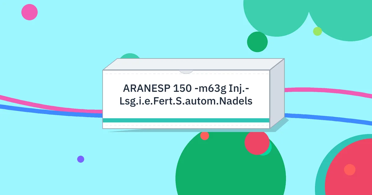 Symbolbild: Packung mit der Aufschrift ARANESP 150 -m63g Inj.-Lsg.i.e.Fert.S.autom.Nadels (PZN 09542642) – Verfügbarkeit und Bezug in Apotheken in Frankfurt am Main