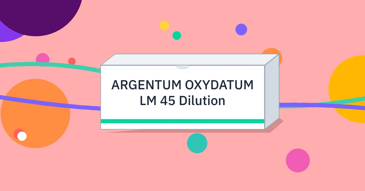 Symbolbild: Packung mit der Aufschrift ARGENTUM OXYDATUM LM 45 Dilution (PZN 12769349) – Verfügbarkeit und Bezug in Apotheken in Frankfurt am Main