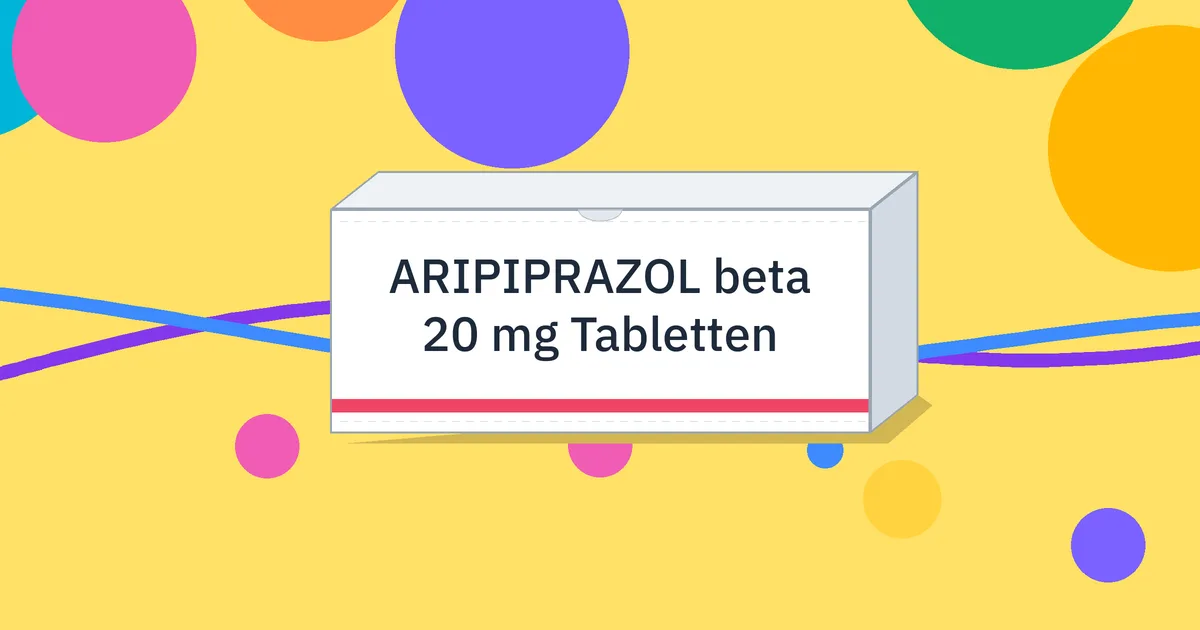 Symbolbild: Packung mit der Aufschrift ARIPIPRAZOL beta 20 mg Tabletten (PZN 10784511) – Verfügbarkeit und Bezug in Apotheken in Frankfurt am Main