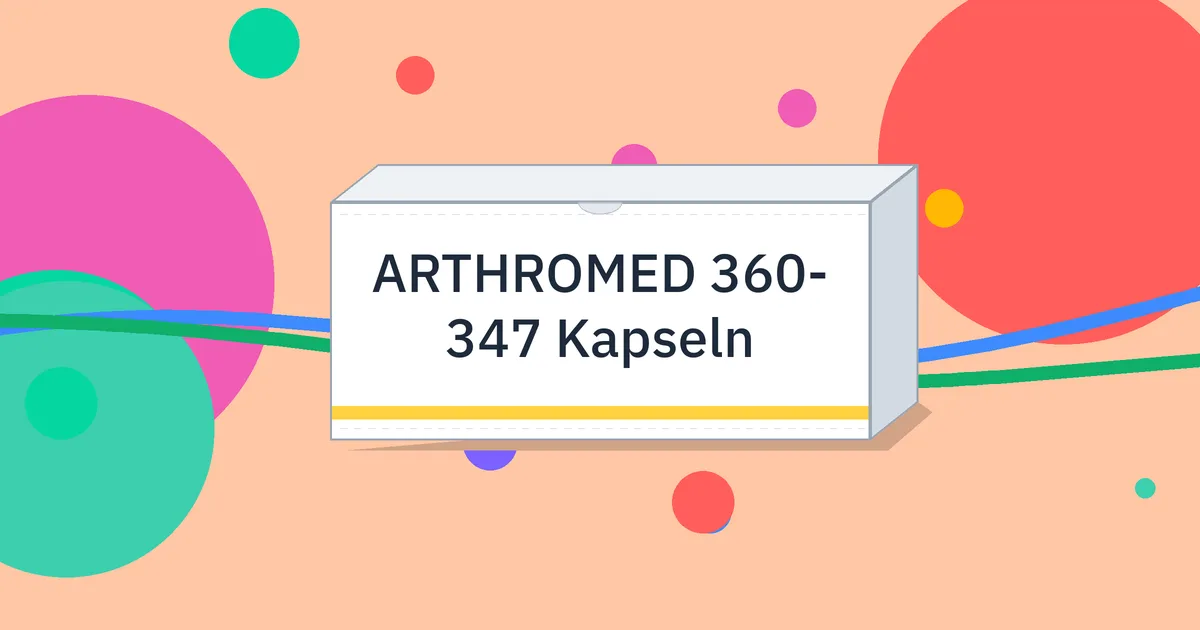 Symbolbild: Packung mit der Aufschrift ARTHROMED 360-347 Kapseln (PZN 14417353) – Verfügbarkeit und Bezug in Apotheken in Frankfurt am Main