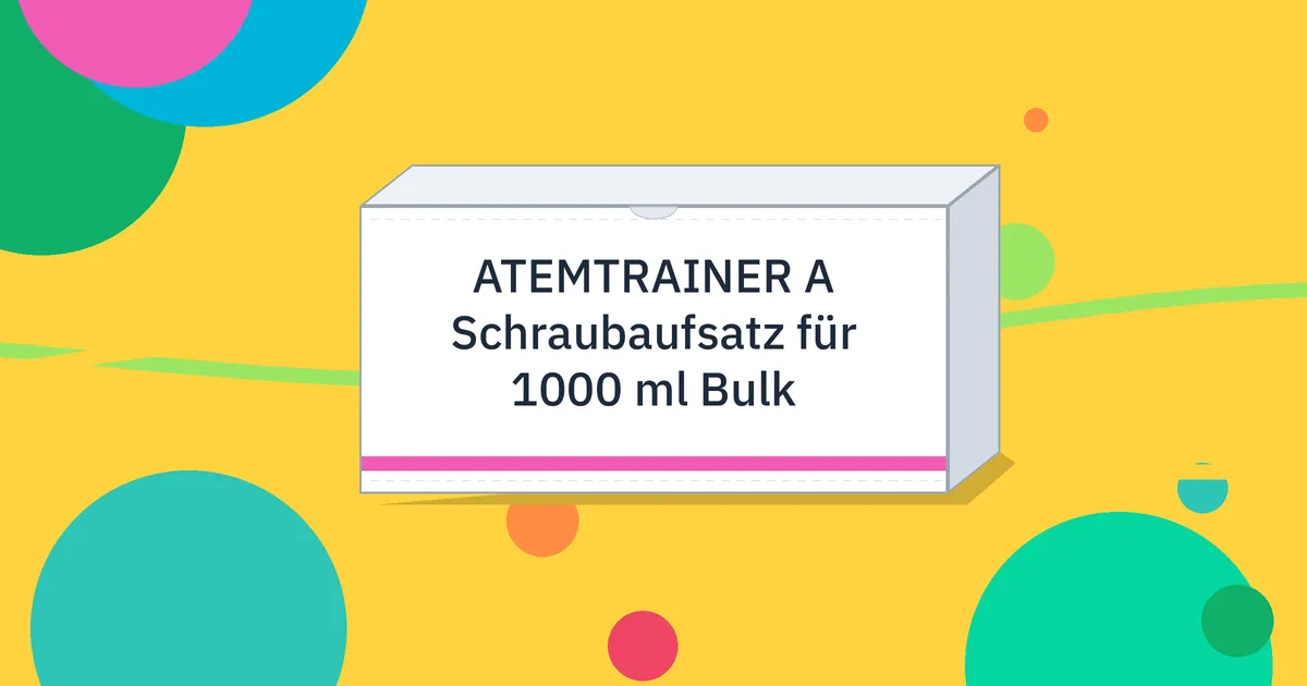 Symbolbild: Packung mit der Aufschrift ATEMTRAINER A Schraubaufsatz für 1000 ml Bulk (PZN 17485243) – Verfügbarkeit und Bezug in Apotheken in Frankfurt am Main